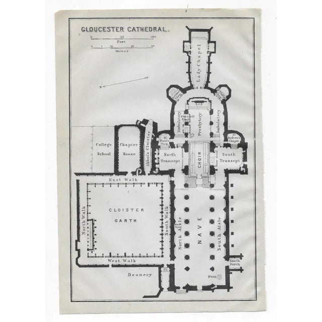 1910 Architectural Plan of Gloucester Cathedral | Chairish