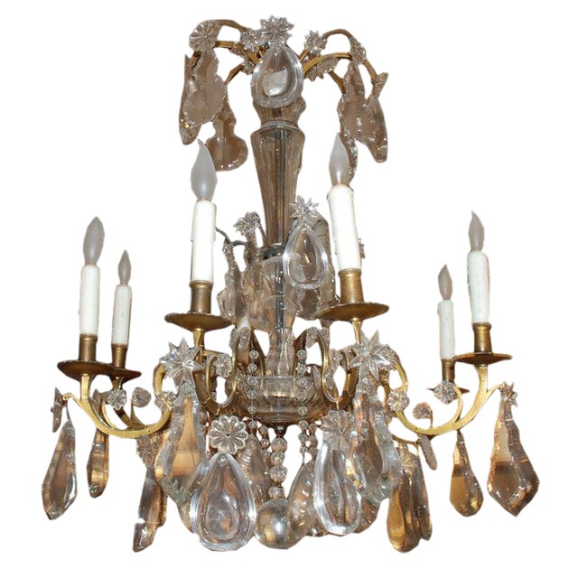 Period French Eight-Light Bronze and Crystal Chandelier | Chairish