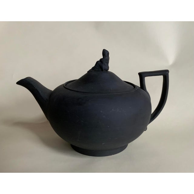 Early 1900s Wedgwood Black Basalt Sybil Tea Pot | Chairish