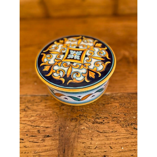 Late 20th Century Deruta Large Lidded Trinket Box, Hand Painted | Chairish