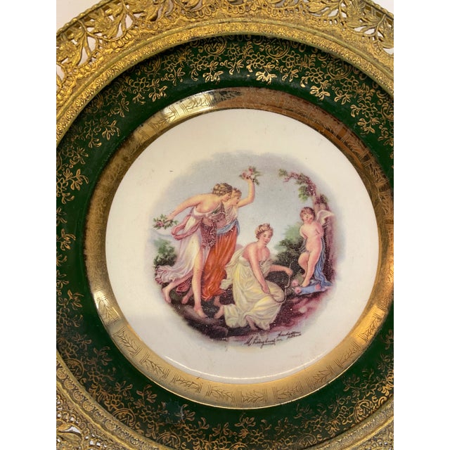 Antique European Pictorial Pair of Porcelain Plates With Golden Frame ...