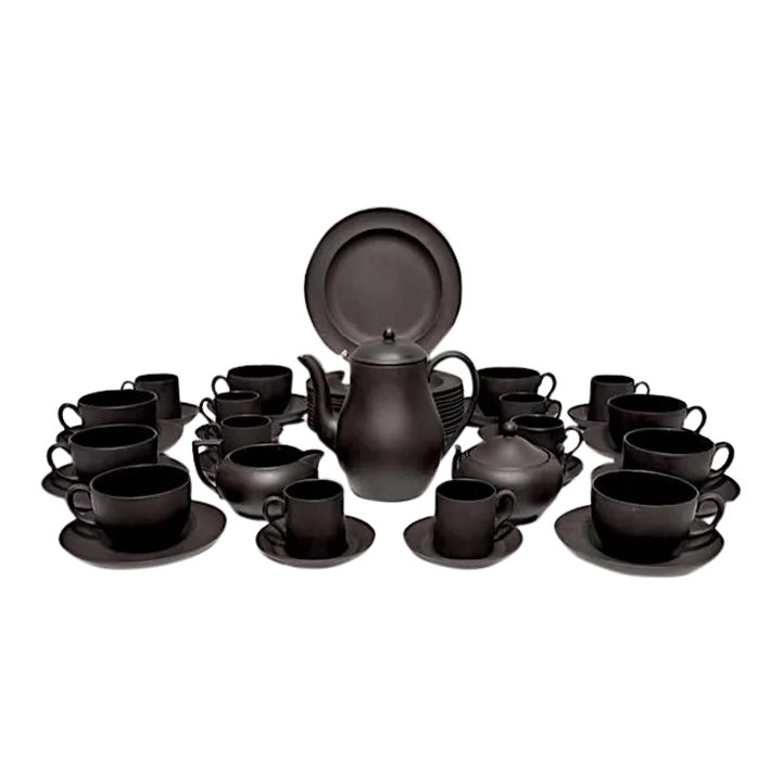 English Wedgwood Black Basalt Complete Tea, Coffee & Dessert Service ...