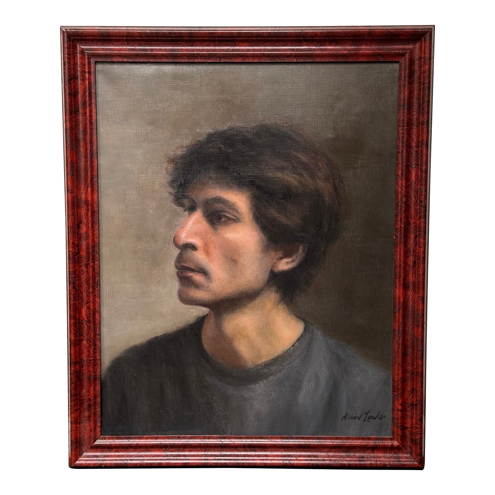 Early 21st Century Folk Art Richard Lemke Portrait Eric the Philosopher ...