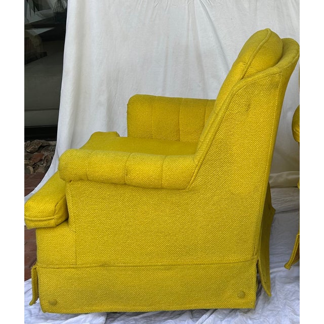 1970s Hollywood Regency Citron Tufted Swivel Rockers- a Pair | Chairish