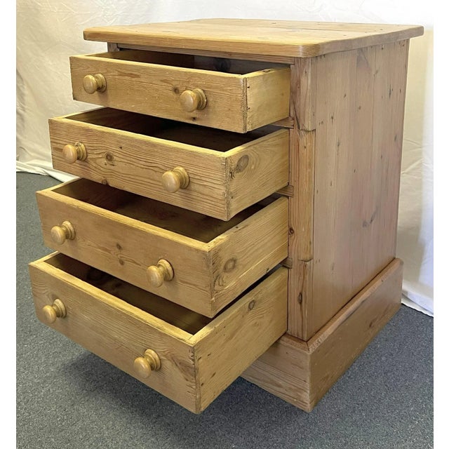 Vintage Rustic Solid Pine Side Table With Four Drawers | Chairish