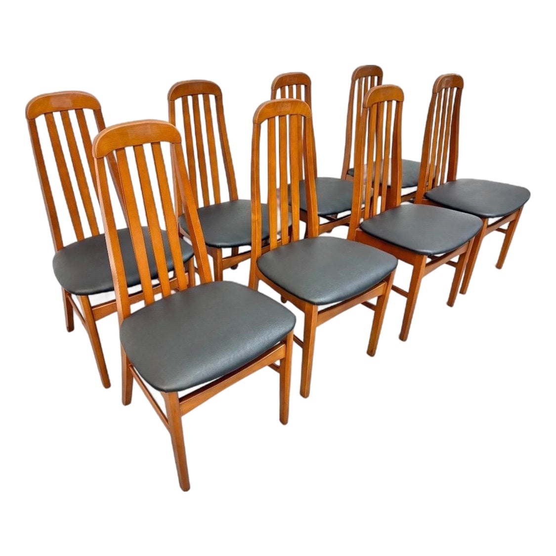 Vintage Danish Modern Eva Style Teak Dining Chairs - Set of 8 | Chairish