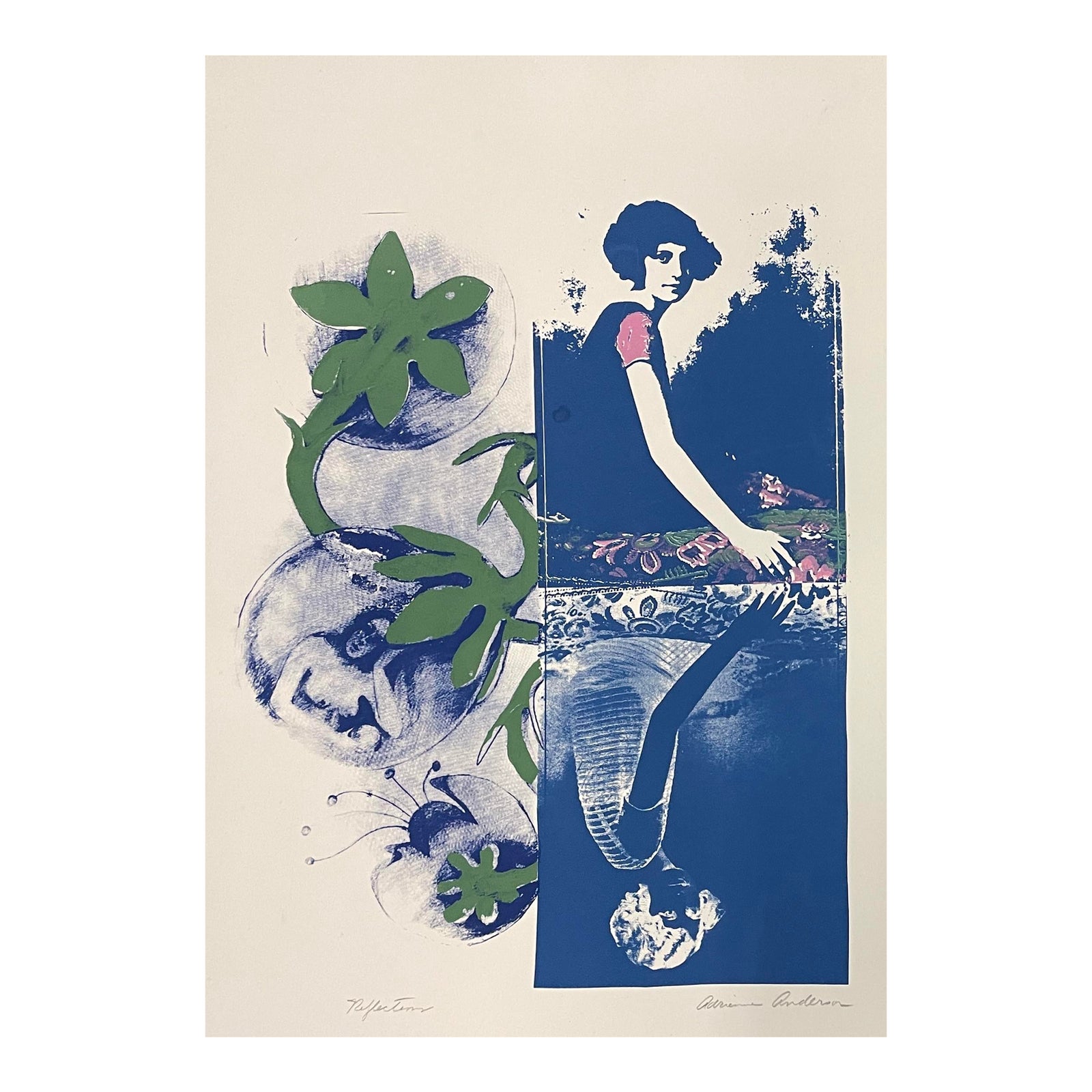 1970s Adrienne Anderson Reflections Portrait Lithograph | Chairish