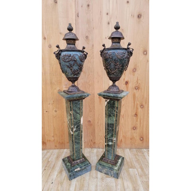 Antique French Louis XV Style Marble and Bronze Urns With Matching ...