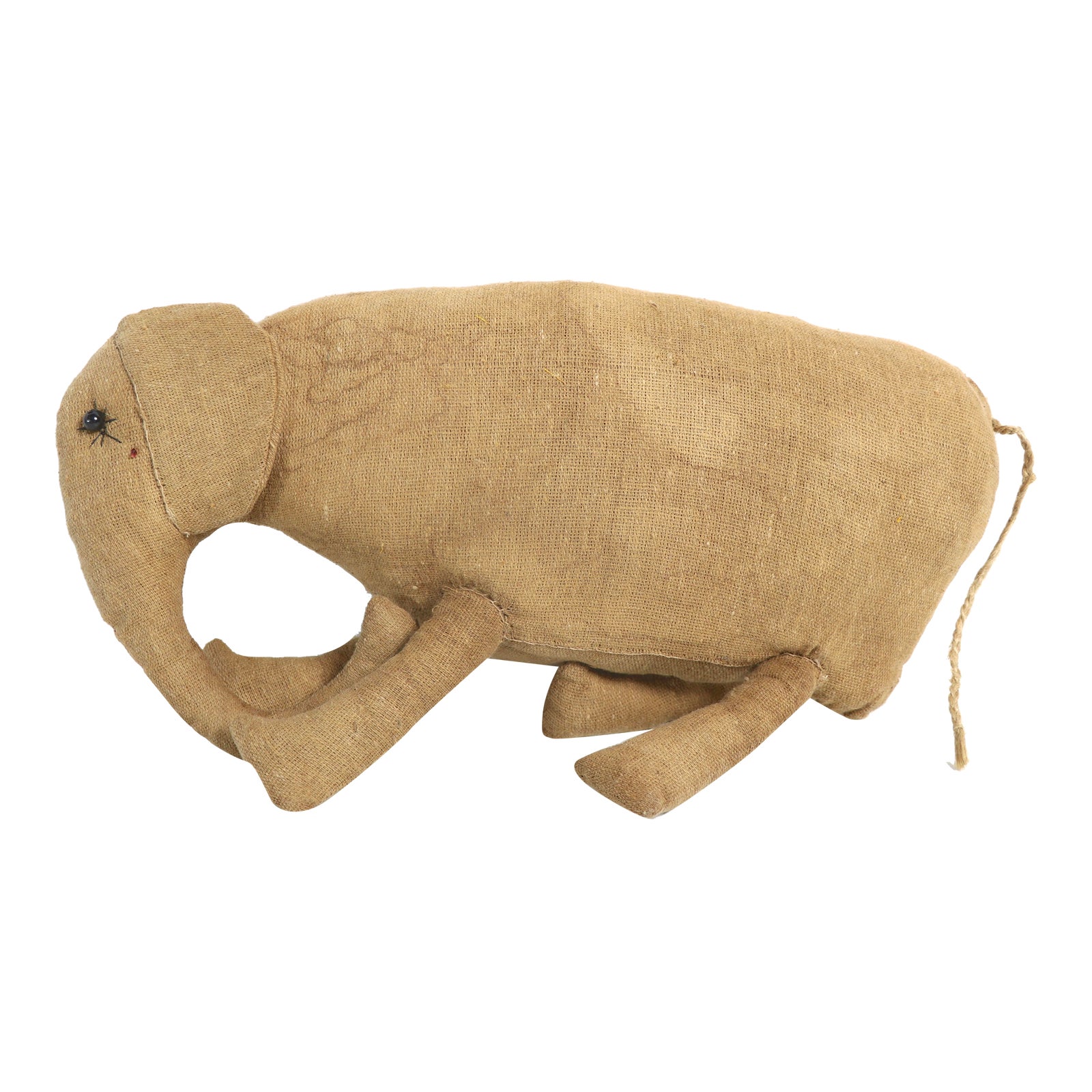 Folky Stuffed Animal, Elephant in Burlap | Chairish