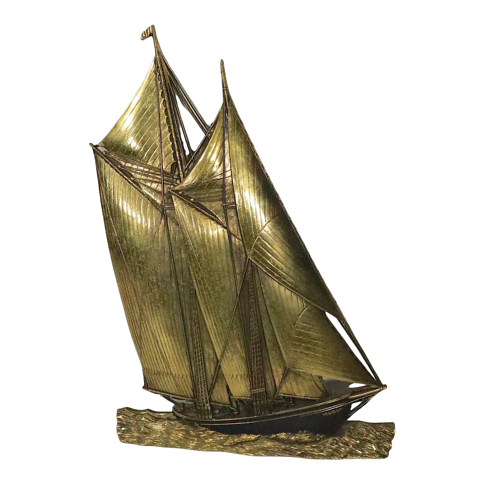 Brass Colored Plastic Wall Hanging of aSailing Ship by Dart Industries ...