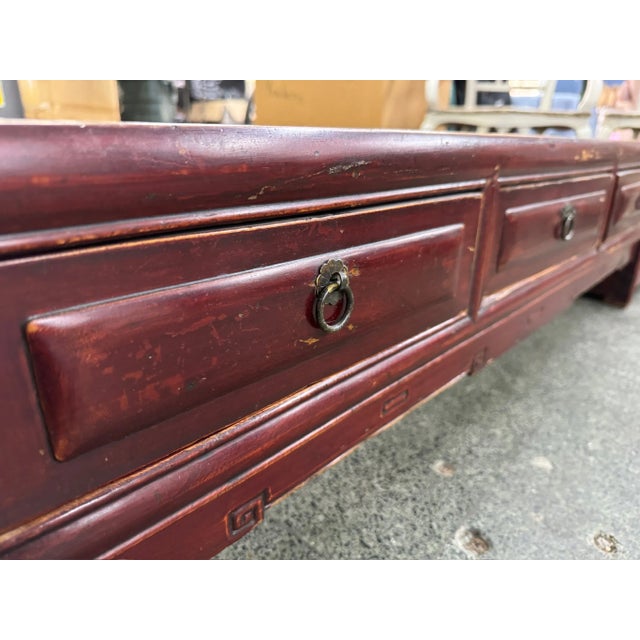 Asian Reclaimed Wood Low Console Table | Chairish