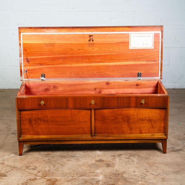 1960s Mid Century Modern Hope Chest Lane Walnut Wood Trunk Lock ...