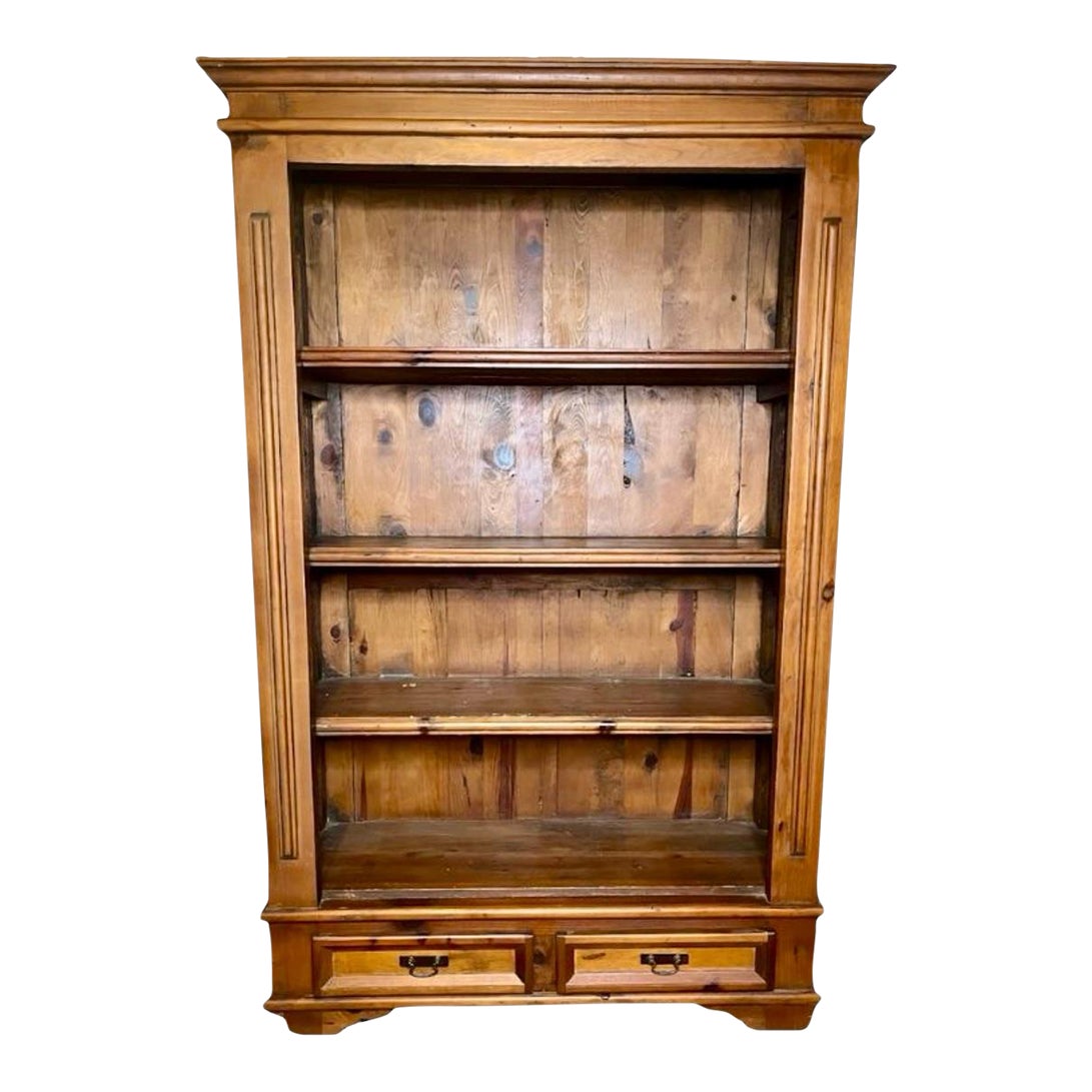 Rustic English Pine Bookcase or Open Display Cabinet | Chairish