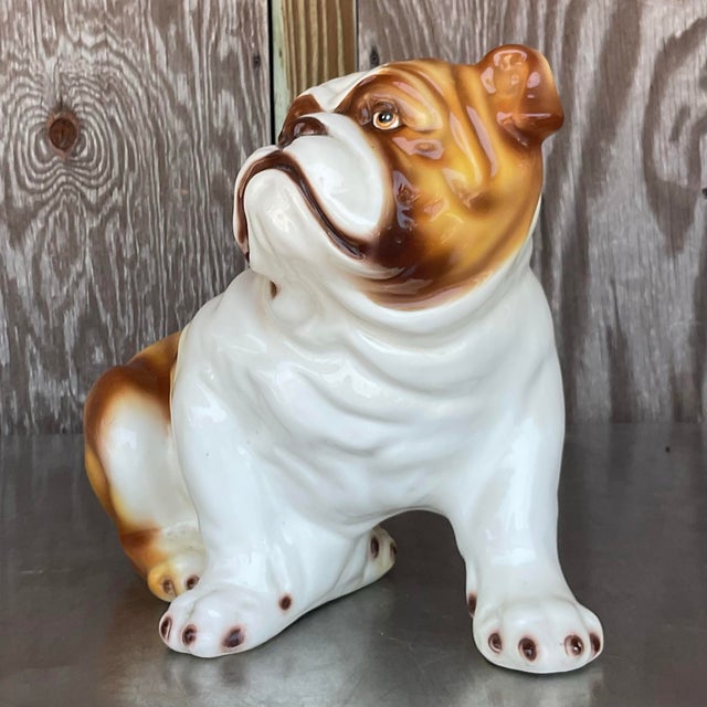Vintage Italian Glazed Ceramic Bulldog | Chairish