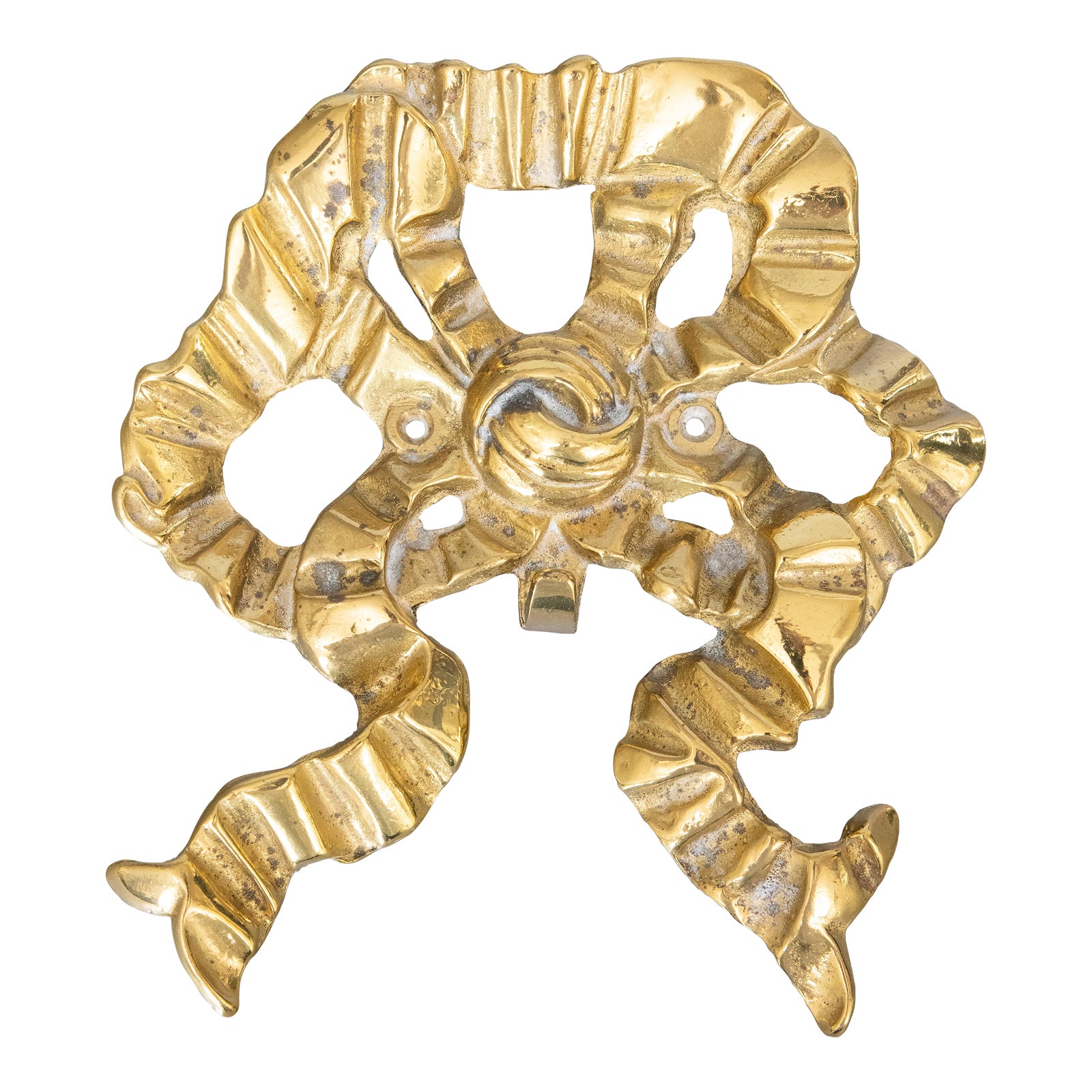 Vintage Solid Brass Bow & Ribbon Wall Hook Hanger | Chairish