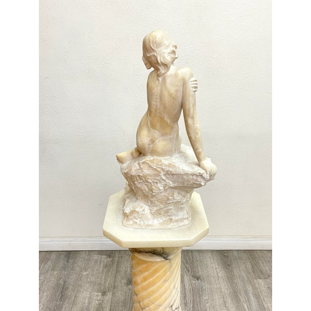 Marble Statue With Matching Pedestal | Chairish