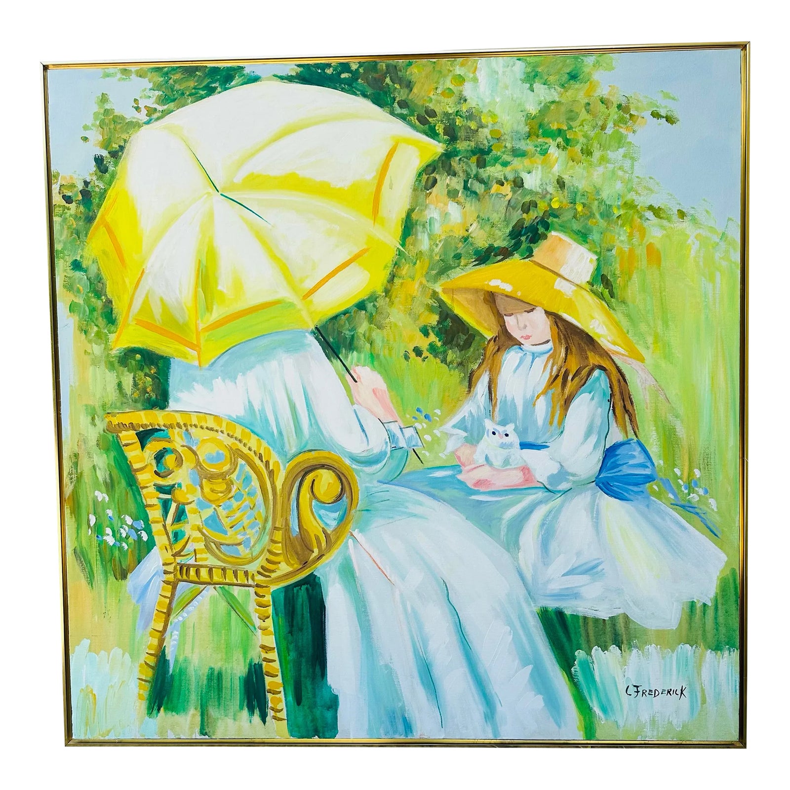 Large Vintage Oil on Canvas, Signed | Chairish