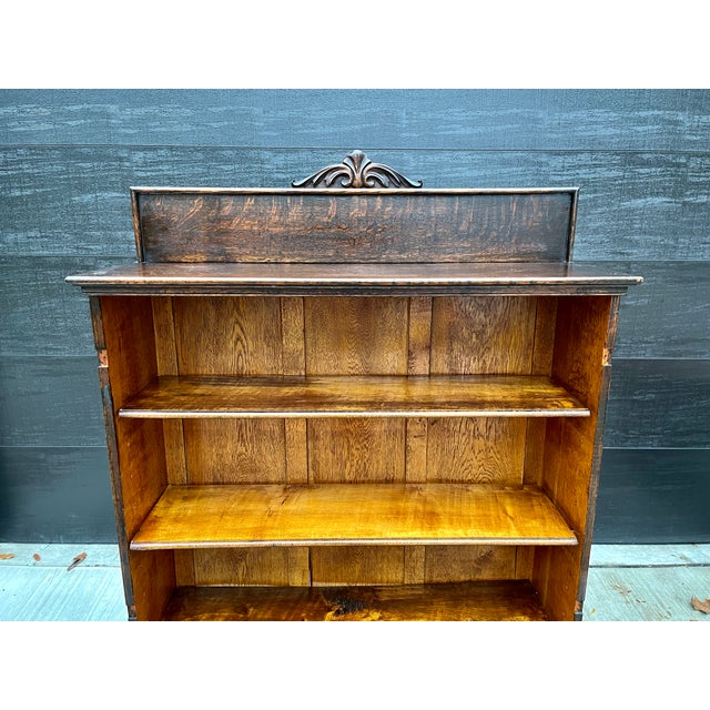 Antique Tiger Wood Bookcase Shelf | Chairish