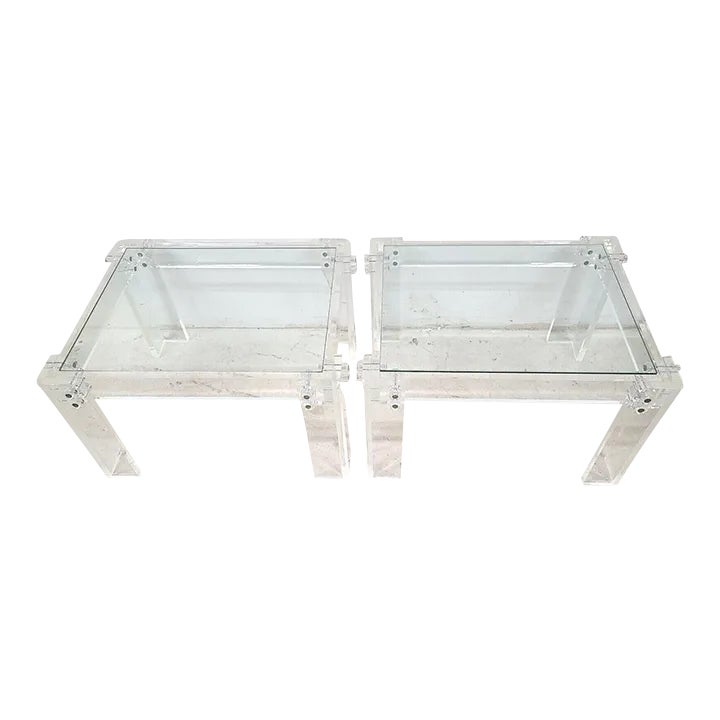 Oversized 1970s Vintage MCM Lucite Glass Side End Tables | Chairish