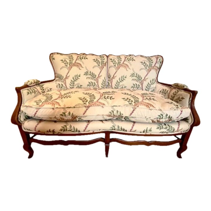 Custom Antique Petite Settee in Botanical Pattern | Chairish