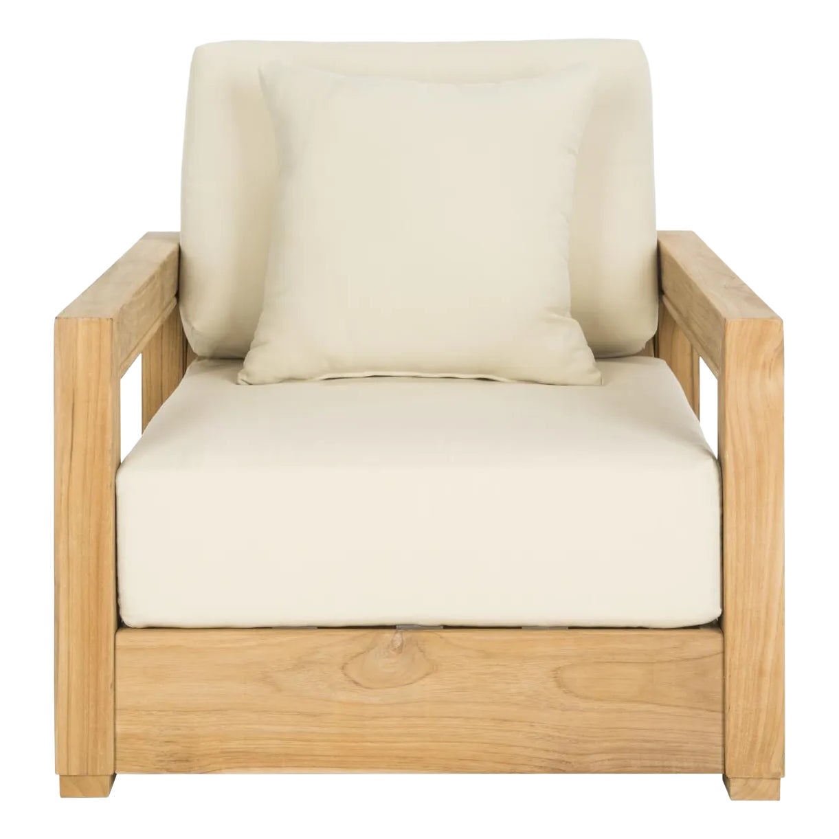 Montford Armchair - Natural Teak / Beige | Chairish