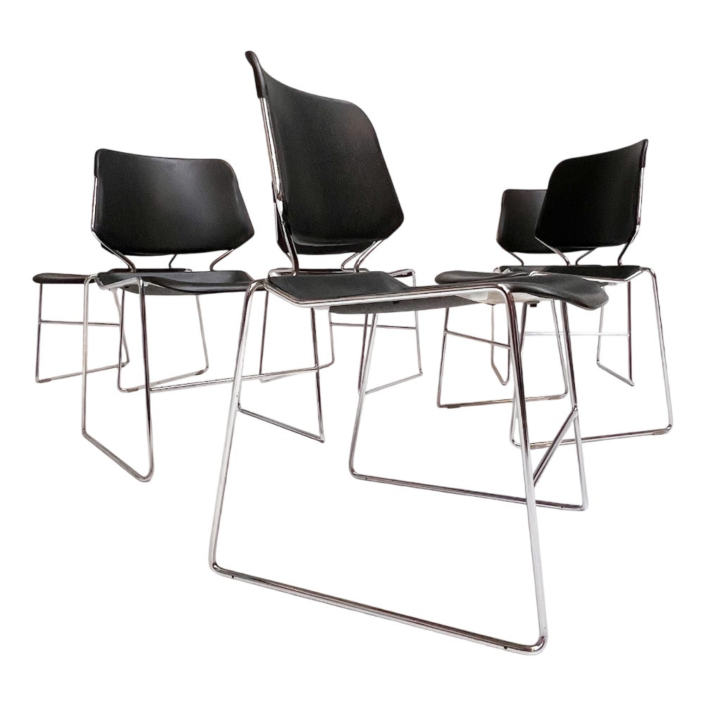 Vintage Black Matrix Chairs by Thomas Tolleson for Krueger, 1970s, Set ...