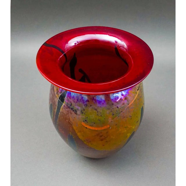 Stephen Fellerman Signed Vintage 1980 Iridescent Blown Art Glass Vase ...