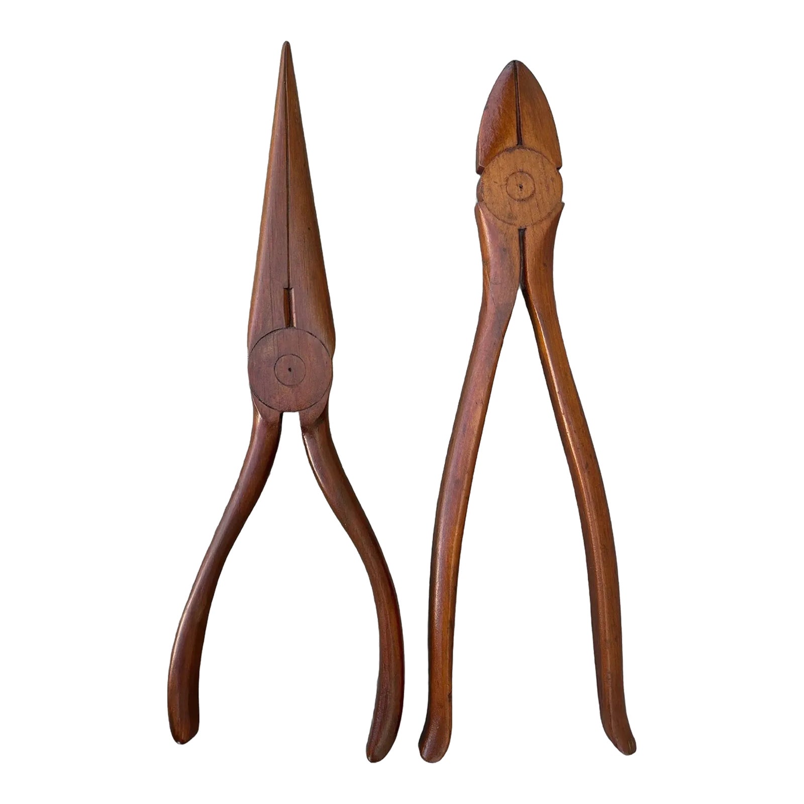 Early 1900s Rustic Edwardian Mahogany Needlenose and Cutting Pliers ...