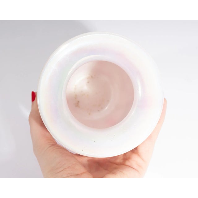 Gibson Glass 1990 Pink Iridescent Art Glass Vase | Chairish