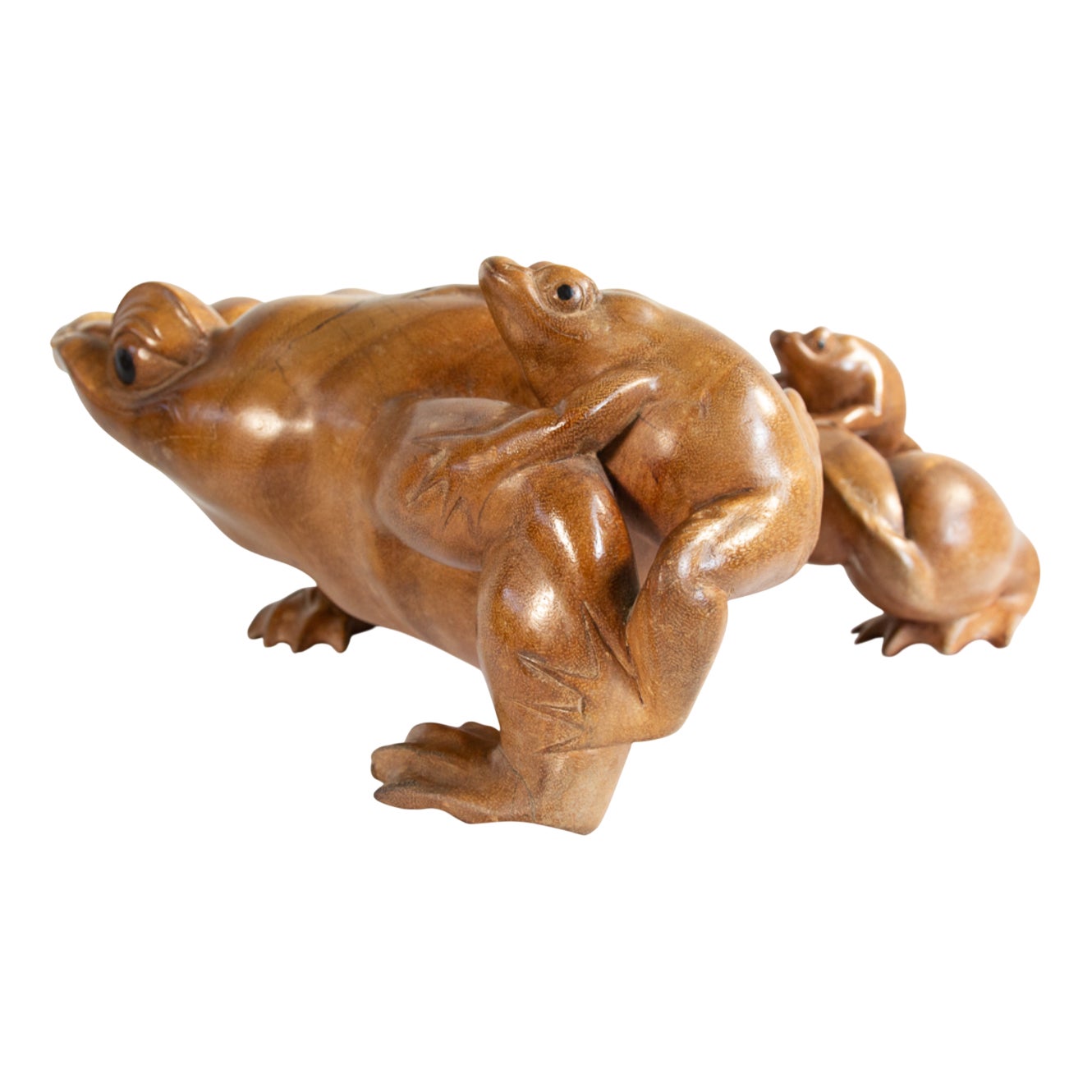 Large Wooden Frogs Figurine, 1920s | Chairish