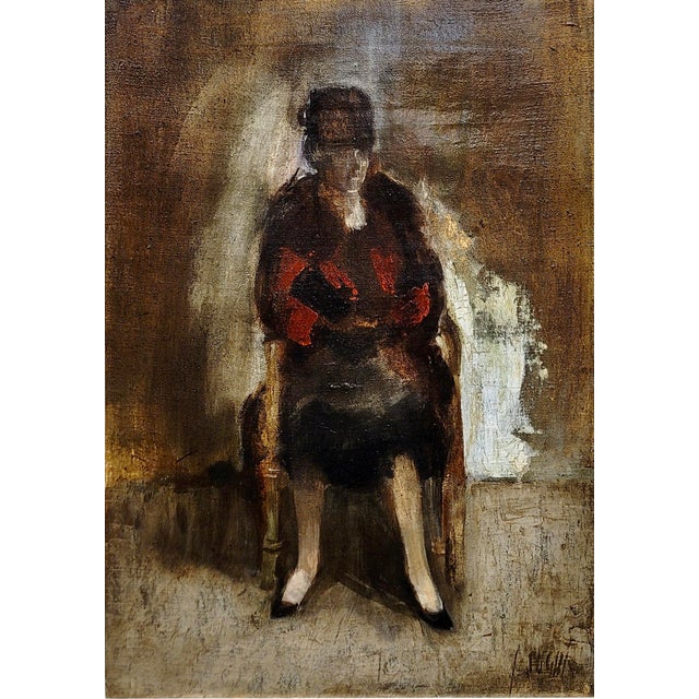 Alberto Sughi - 1958 Portrait of a Sitting Woman-Oil Painting | Chairish