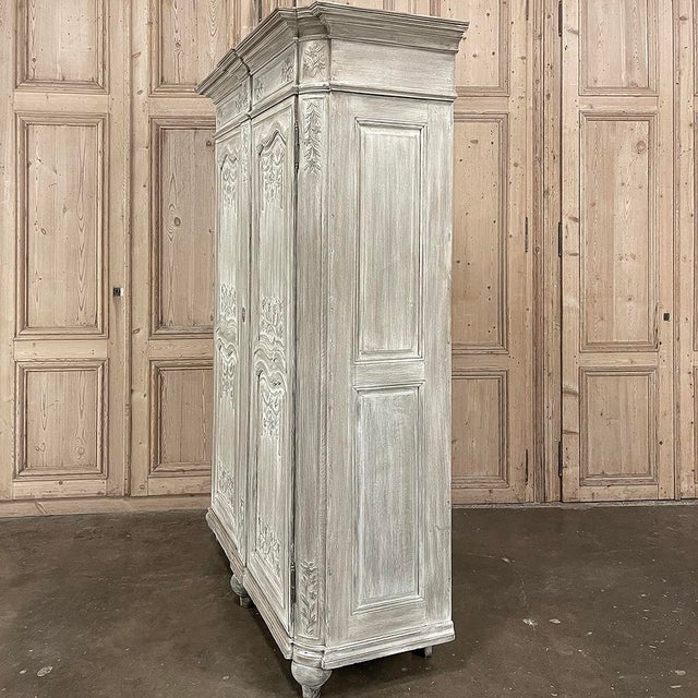 18th Century Country French Louis XVI Period Whitewashed Armoire | Chairish