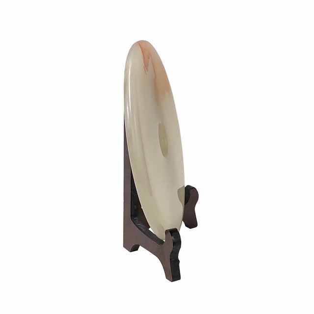 Chinese Natural White Brown Stone Round Fengshui Home Decor Display ...