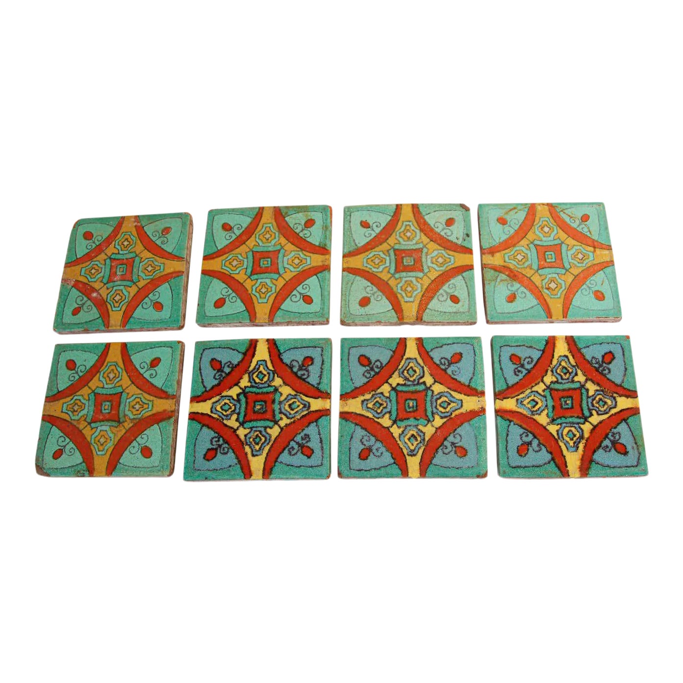 Talavera Handcrafted Spanish Wall Tiles - Set of 8 | Chairish