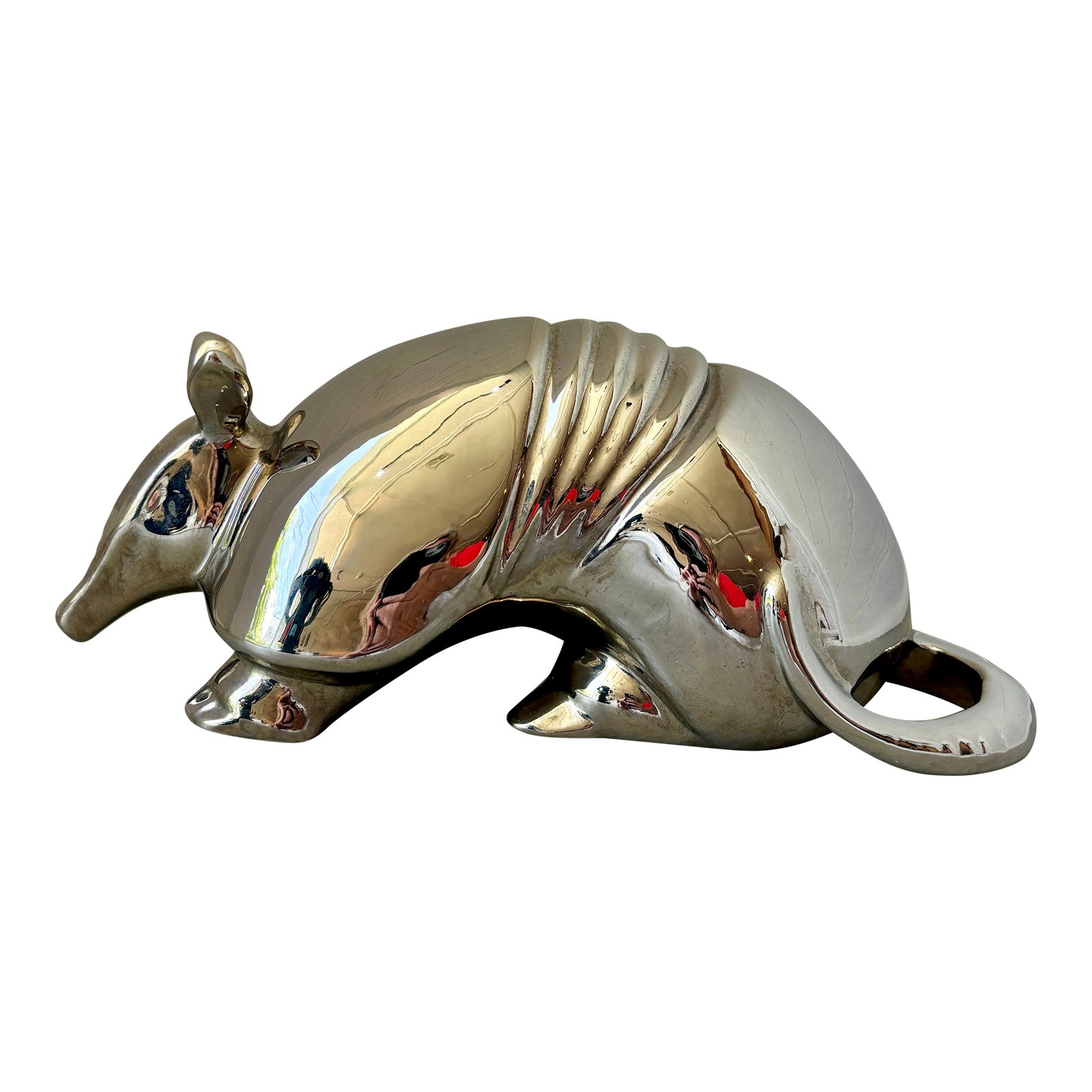 1960s Vintage Jaru Silver Ceramic Armadillo Sculpture | Chairish