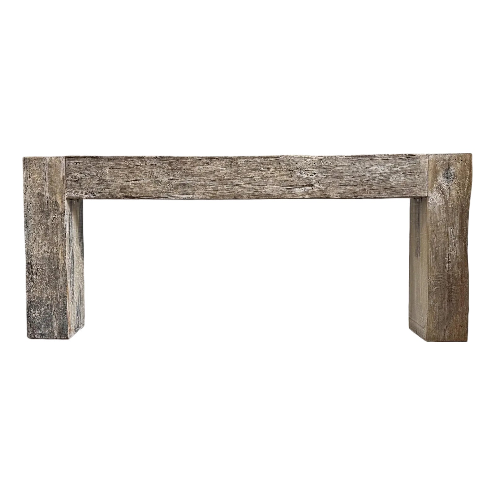 Rustic Salvaged Wood Beam Console Table | Chairish