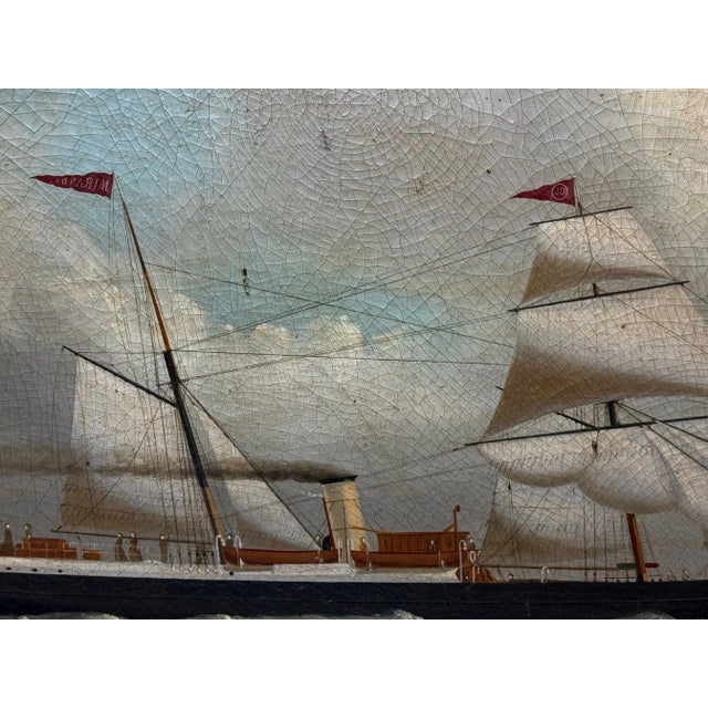 Large Antique Victorian Seascape Oil Painting Steamer Ship Ss Miranda ...