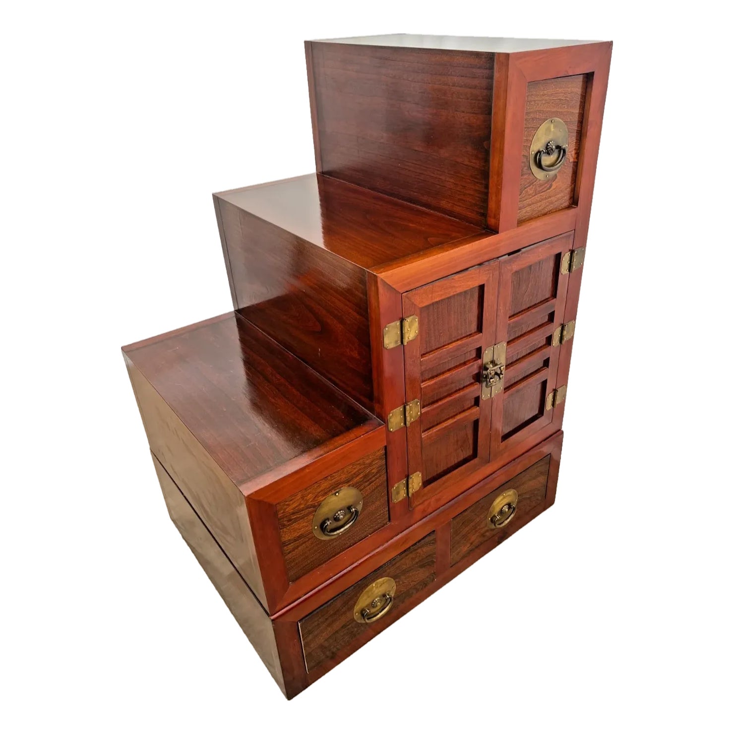 1990s Japanese Kaidan Tansu Step Chest Cabinet Four Pass Through ...