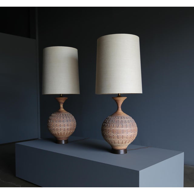 Bob Kinzie Large Scale " O Series " Ceramic Table Lamps, Circa 1965 | Chairish