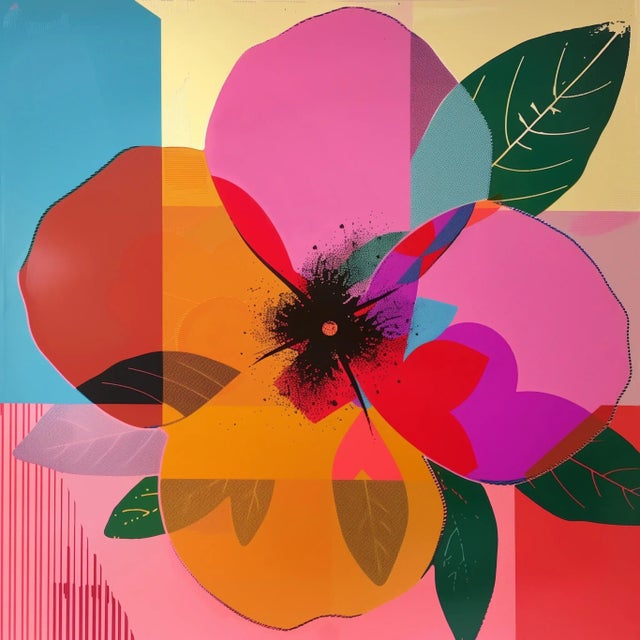 Set of 4 - Art Wall Installation 40' X 40' - 'Pop Art Flowers' #4 ...