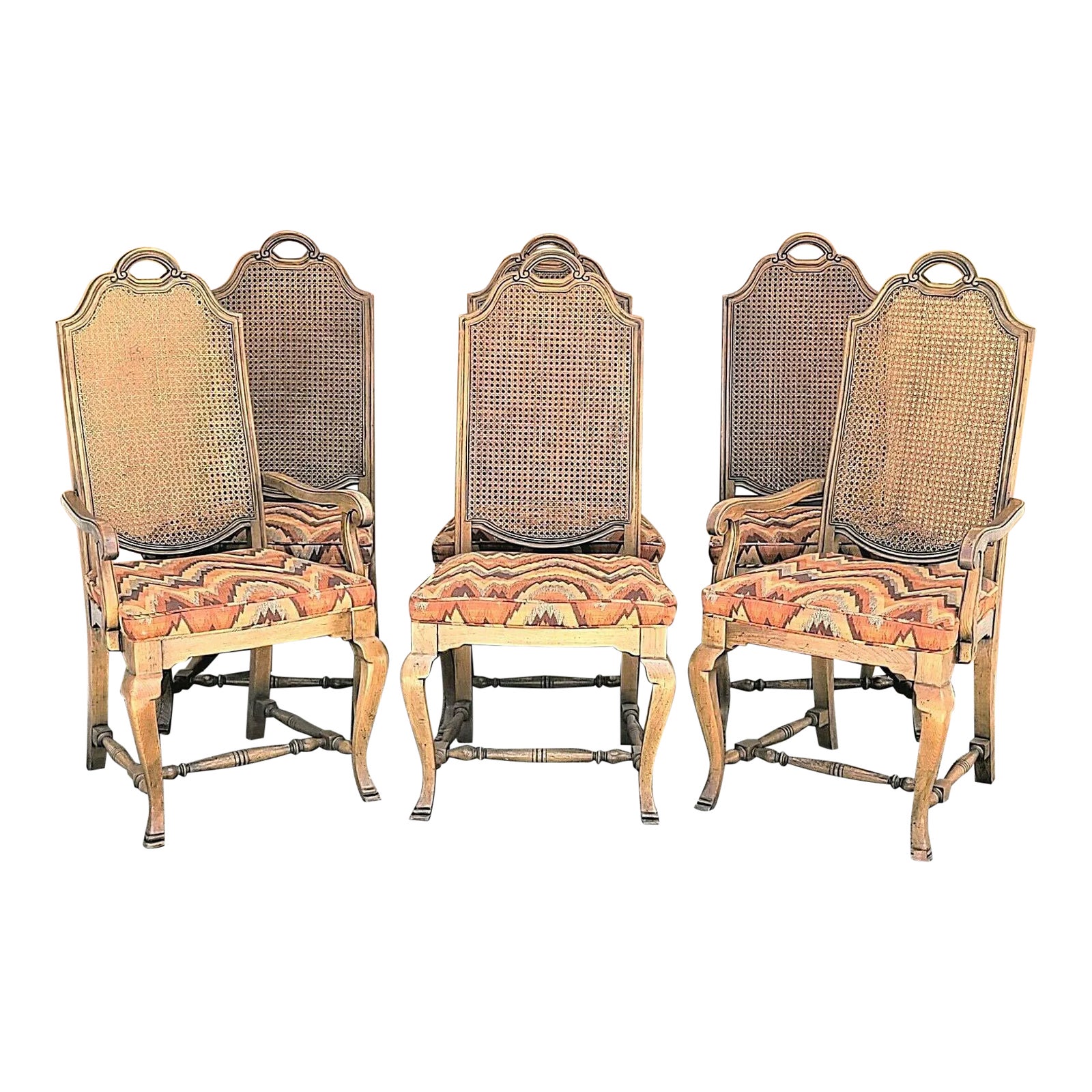 Vintage French Country Cane Dining Chairs - Set of 6 | Chairish