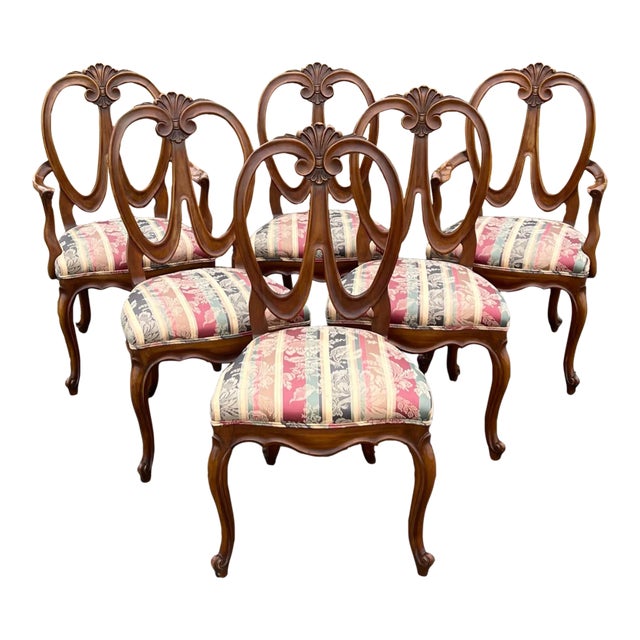 Romweber French Baroque Style Fruitwood Dining Chairs - Set of 6 | Chairish
