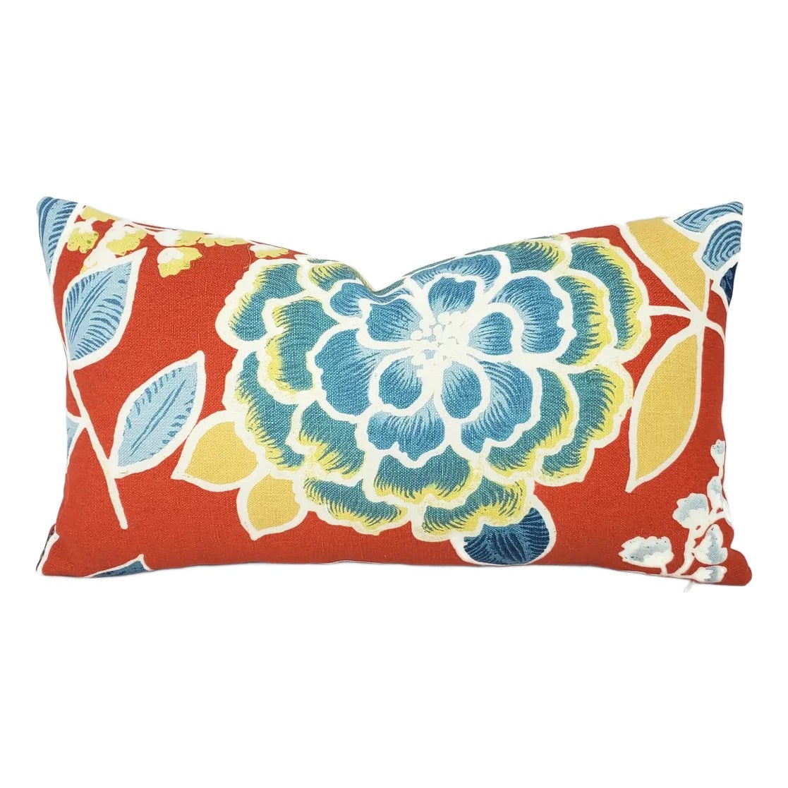 Thibaut Sulu in Coral Lumbar Pillow Cover - 11" X 20" Red Orange With ...