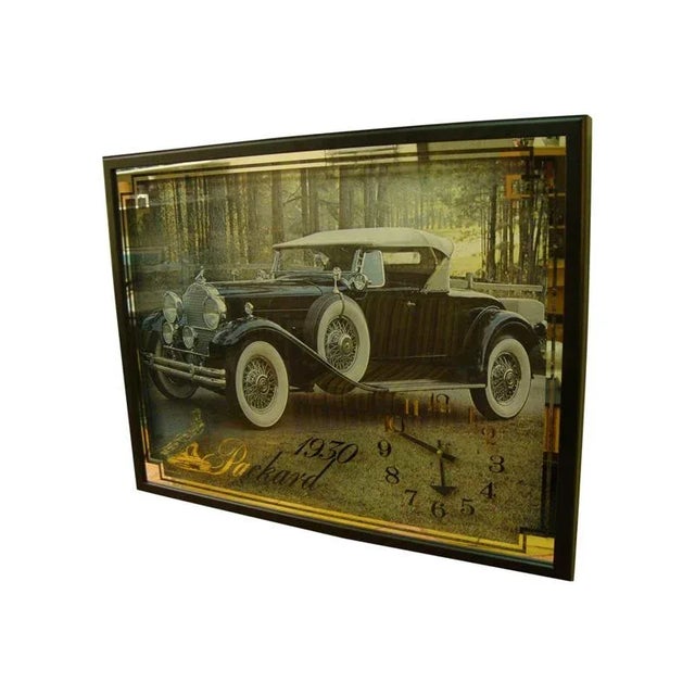 1970s Automotive Shop Clock Featuring 1930 Packard | Chairish