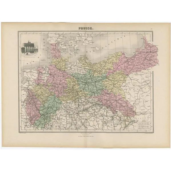 Antique Map of the Kingdom of Prussia, 1880 | Chairish