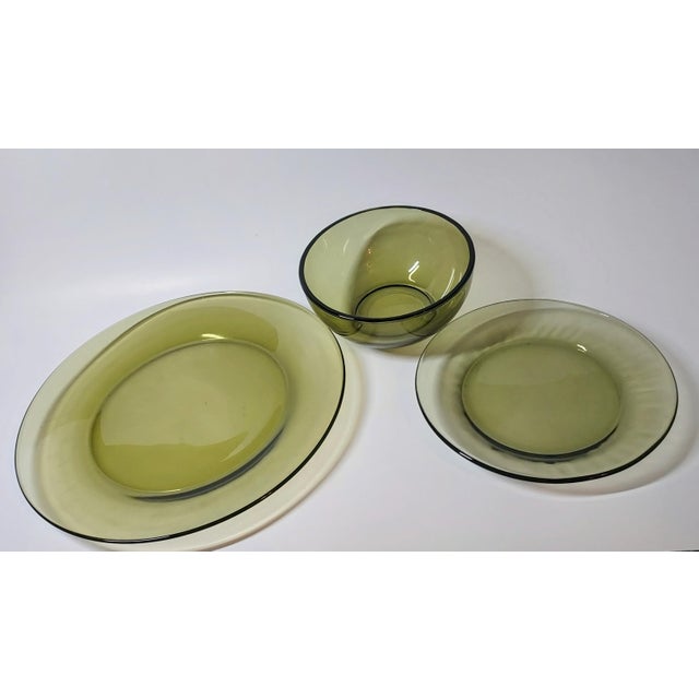 Mid-Century Avocado Glass Dinnerware Set of 20 | Chairish