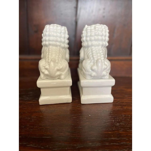 Modern Chinoiserie Mini White Foo Dogs- a Pair | Chairish