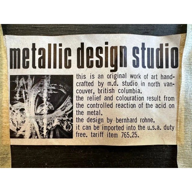 Bernhard Rohne for Metallic Design Studio Brutalist Etched Copper Wall ...