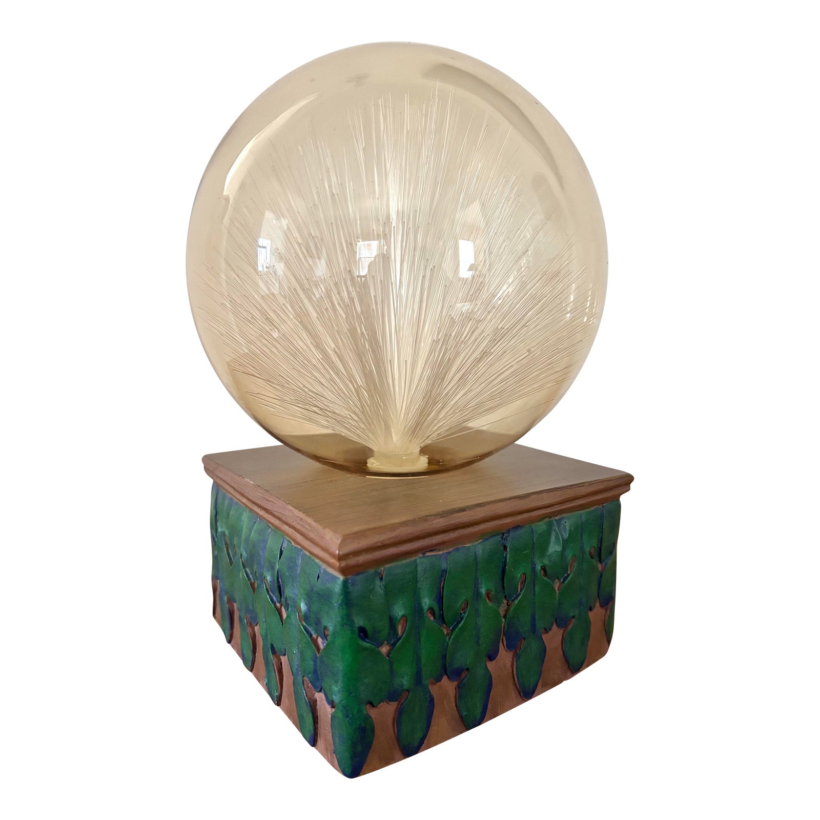 Vintage Atomic Fiber Optics Lamp With Smoky Glass Dome | Chairish
