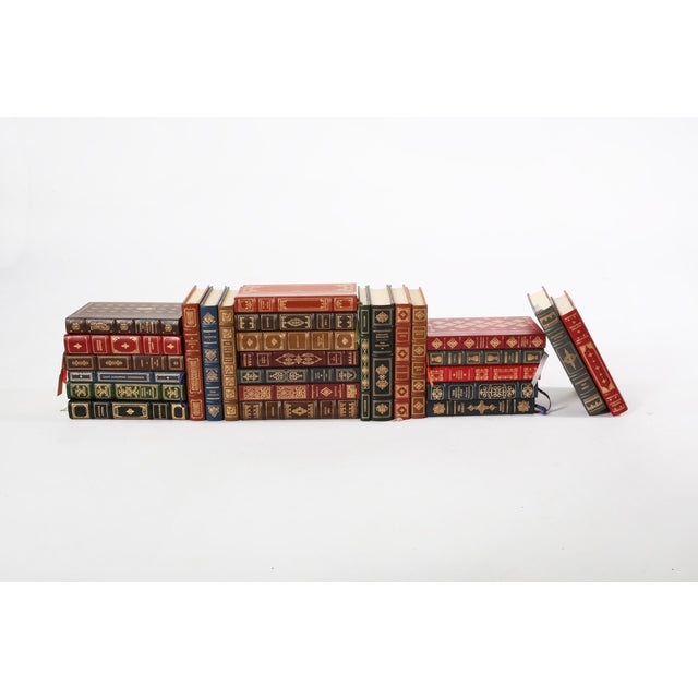 Collection Gilt Leather Bound Library Book Twenty Seven Volumes | Chairish